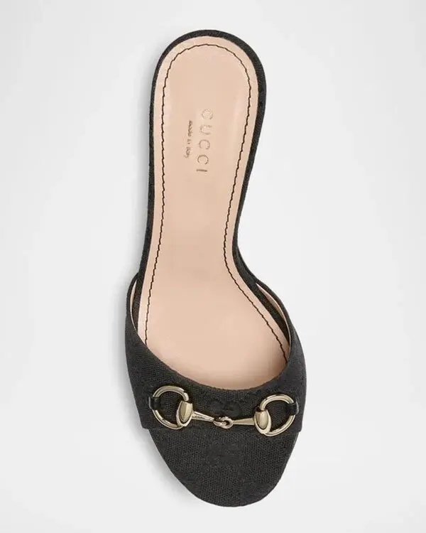 Gucci 85mm Erin Gg Monogram Canvas Mules - Black