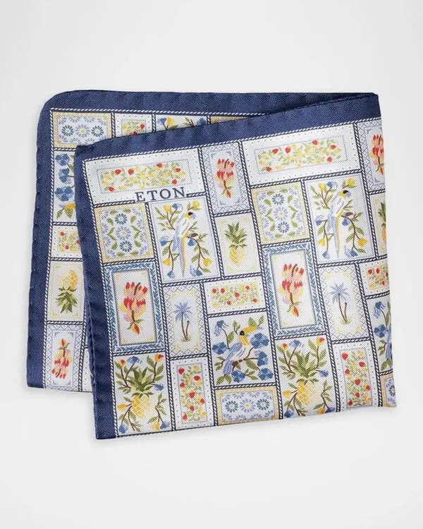 Eton Apos;s Patchwork Panama Silk Pocket Square