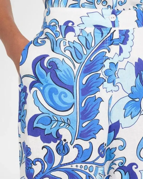 Johnny Was Floral Bias-cut Linen Maxi Dress