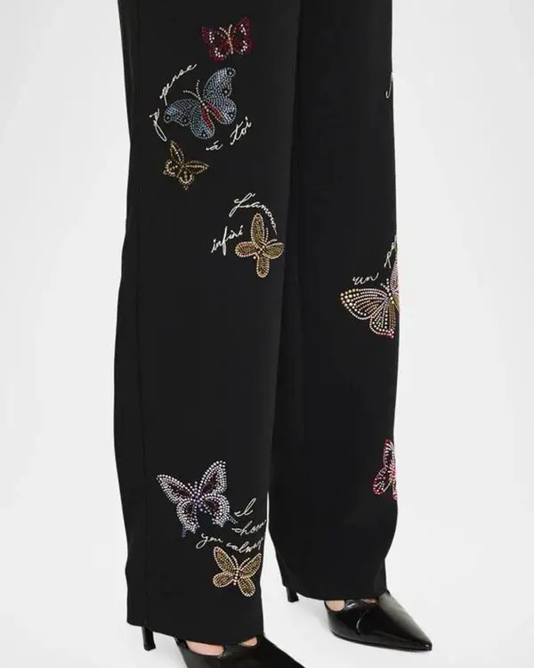 Cinq À Sept Heatset Butterfly High-rise Trousers
