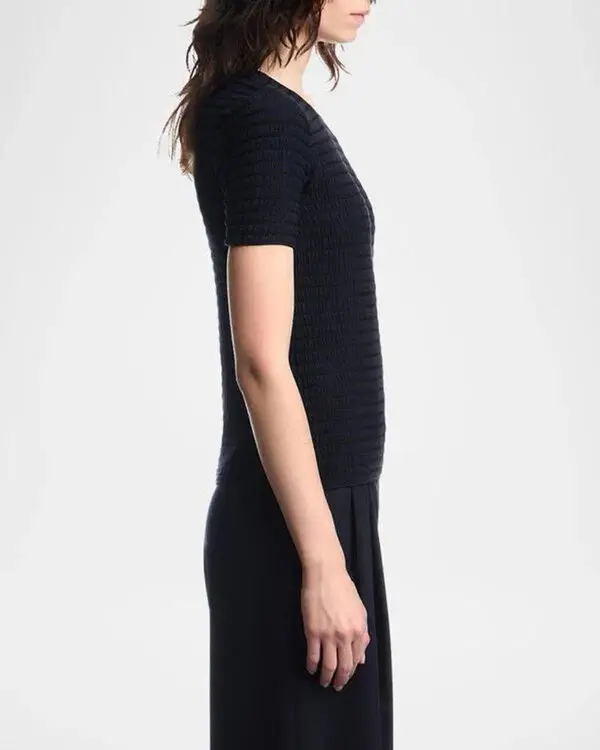 Emporio Armani Slim-fit Textured Jacquard Jersey Top