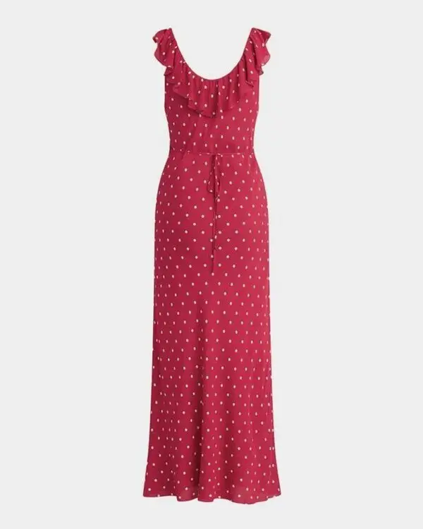FAVORITE DAUGHTER The Blossom Sleeveless Polka-dot Dress - Raspberry/