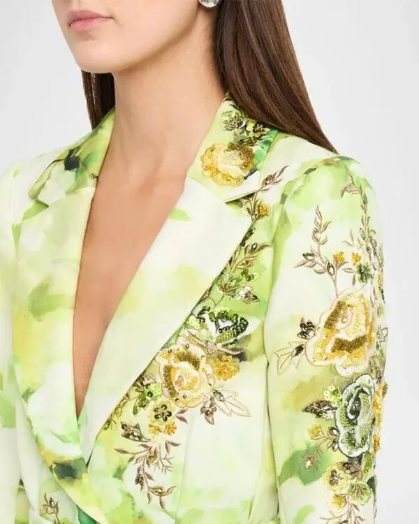 Badgley Mischka Beaded Floral-embroidered Jacket