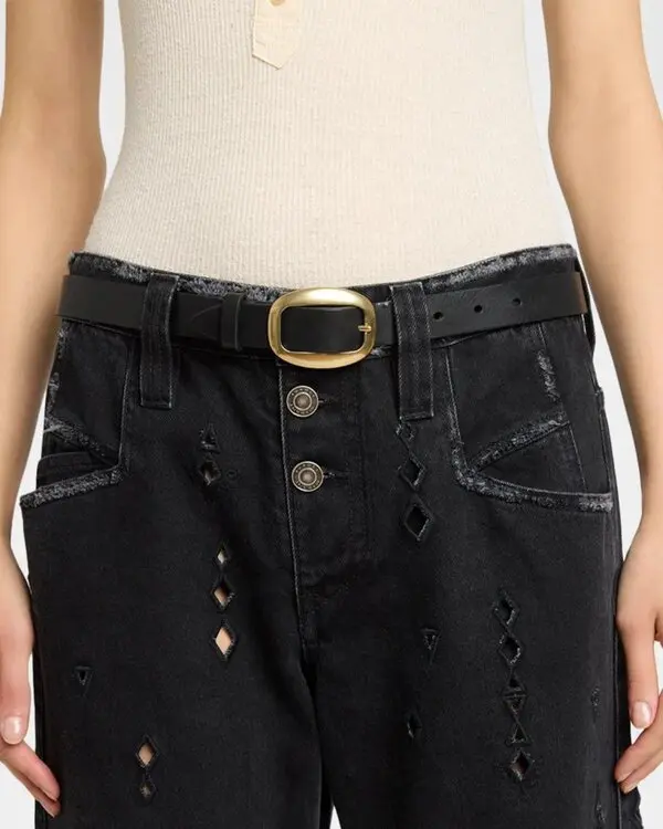 Isabel Marant Étoile Dara Small Buckle Leather Belt - Black