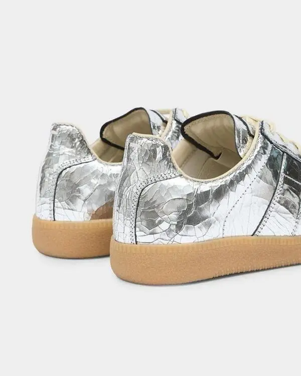 MAISON MARGIELA Xo Replica Metallic Leather Low-top Sneakers - Silver