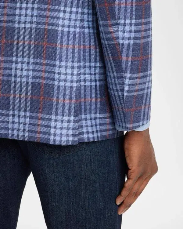 Kiton Apos;s Cashmere And Silk Windowpane Plaid Sport Coat