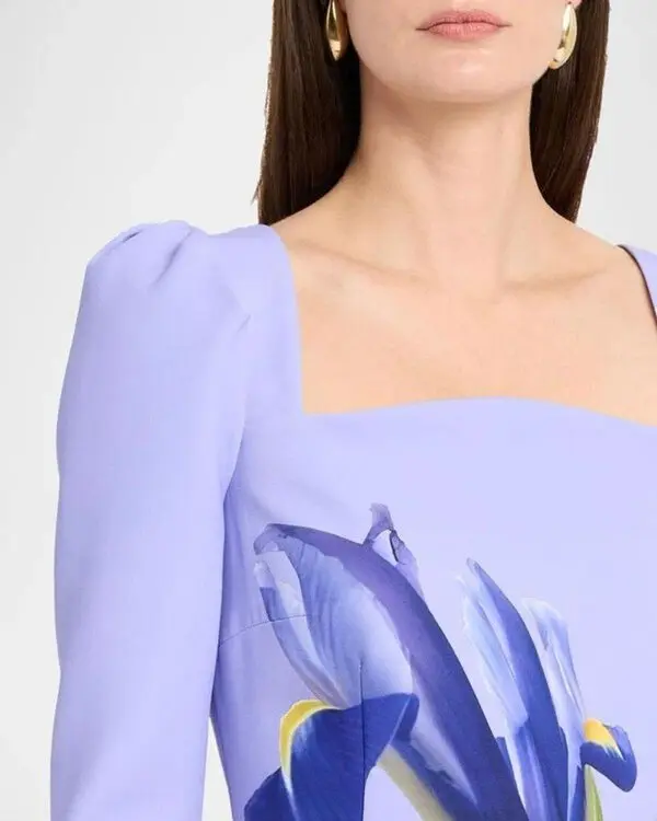 Rickie Freeman For Teri Jon Floral-print Crepe Column Gown