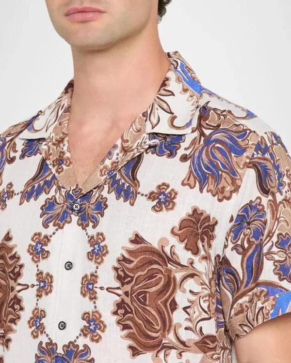 Robert Graham Apos;s Dunbridge Printed Cotton-linen Camp Shirt