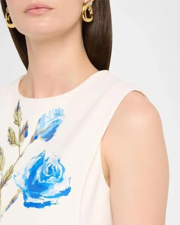 Rickie Freeman For Teri Jon Floral-print Crepe Apron Dress