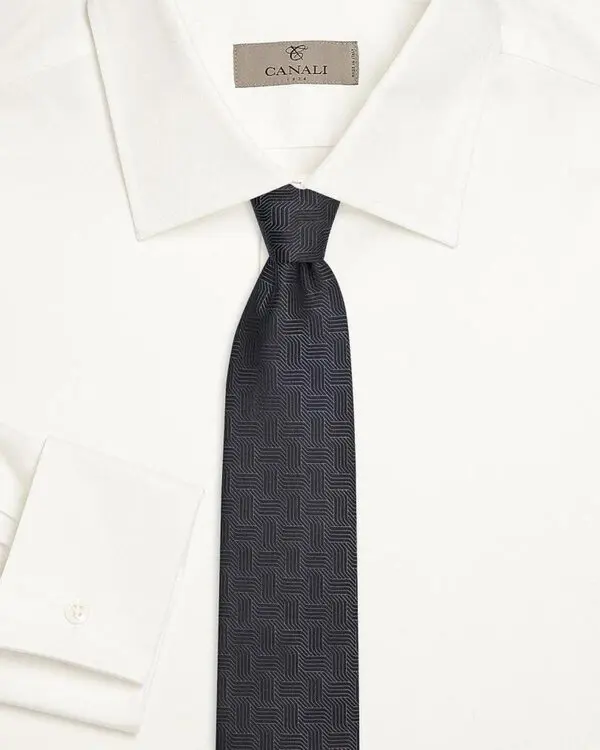 Canali Apos;s Art Deco Silk Tie, Charcoal