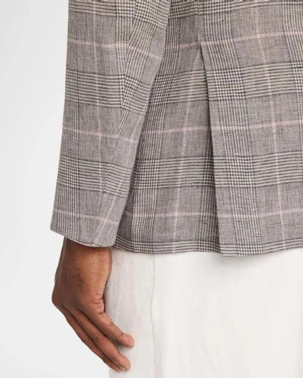 Boglioli Apos;s Glen Plaid Linen Single-breasted Jacket