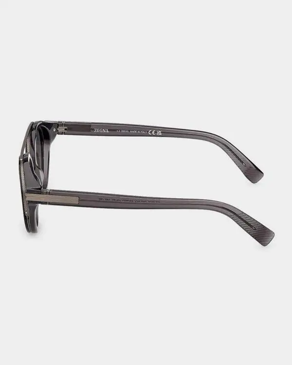 Zegna Apos;s Top-bar Acetate Round Sunglasses