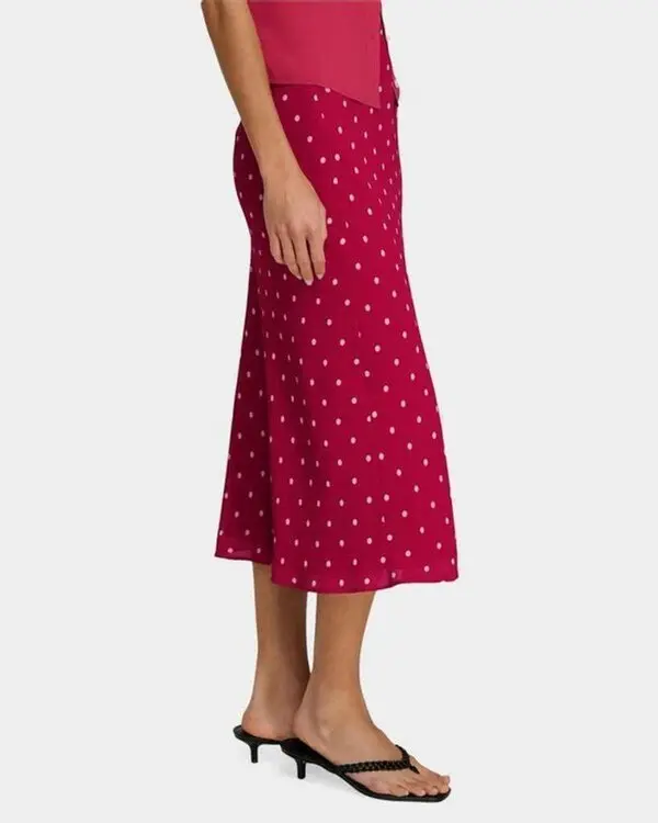 FAVORITE DAUGHTER The Jojo Polka Dot Midi Skirt - Raspberry/