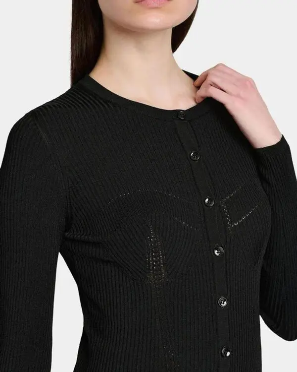 Dolce & Gabbana Molded Rib-knit Cardigan - Nero