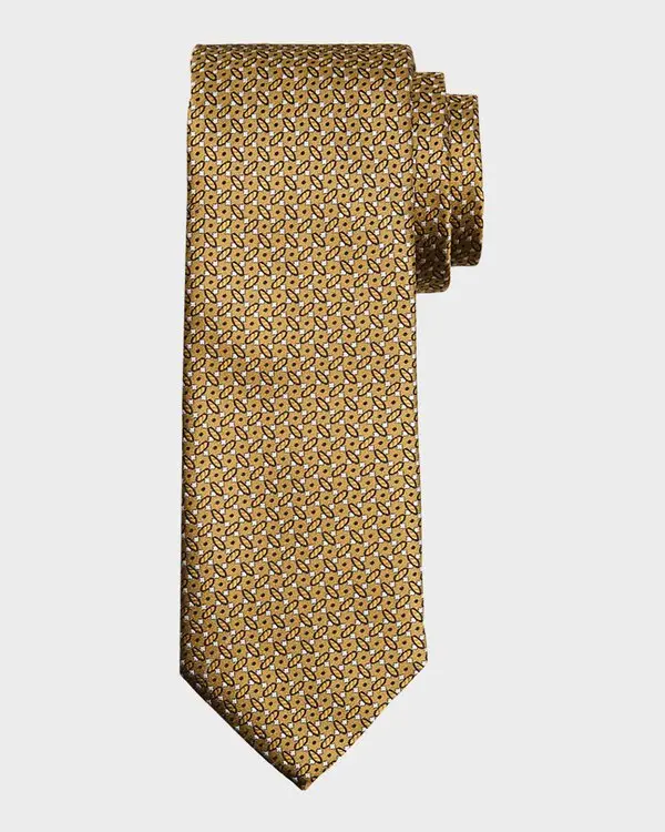 Canali Apos;s Micro-geometric Jacquard Silk Tie