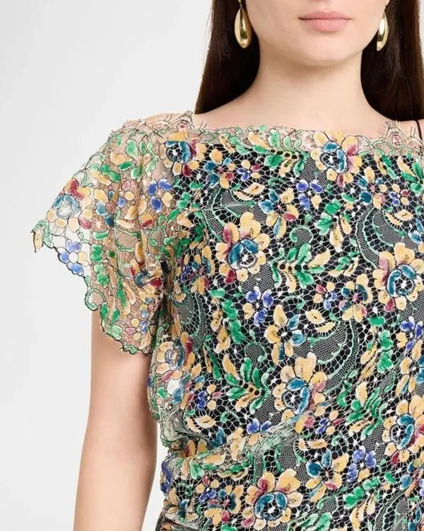 Christopher Esber Draped Hand-painted Lace Dress