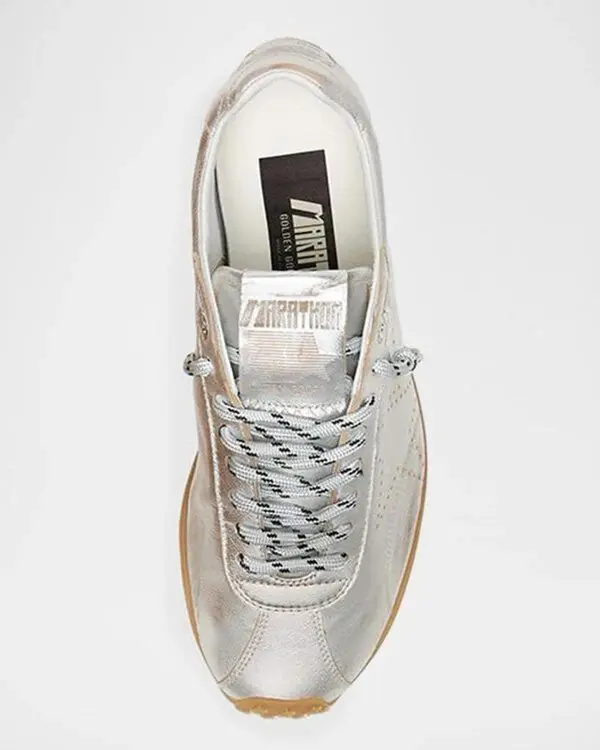 GOLDEN GOOSE Marathon Speed Metallic Leather Low-top Sneakers