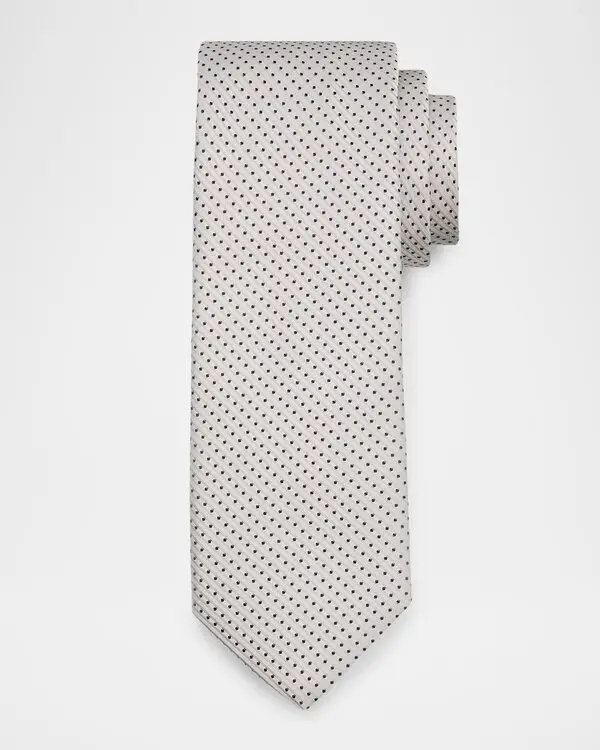 Canali Apos;s Micro-polka Dot Jacquard Silk Tie