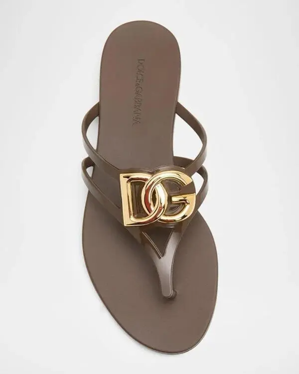 Dolce & Gabbana Dg Jelly Flat Thong Sandals - Choco