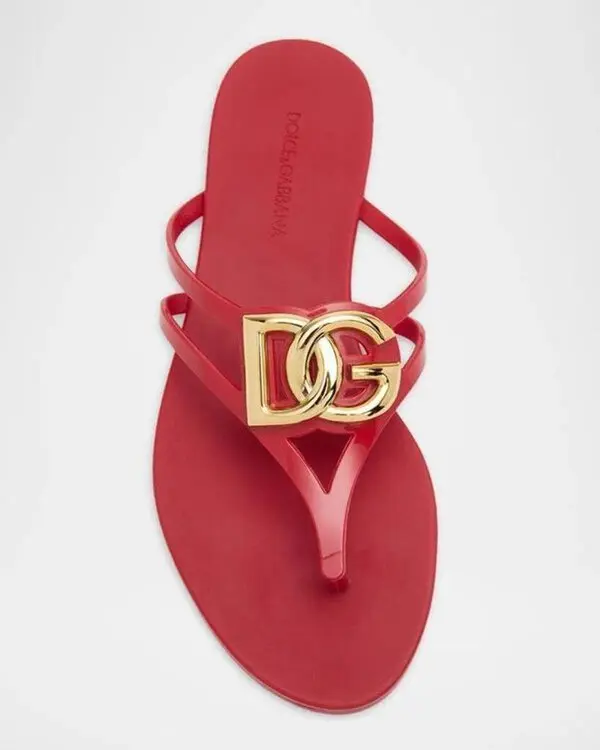 Dolce & Gabbana Dg Jelly Flat Thong Sandals - Red