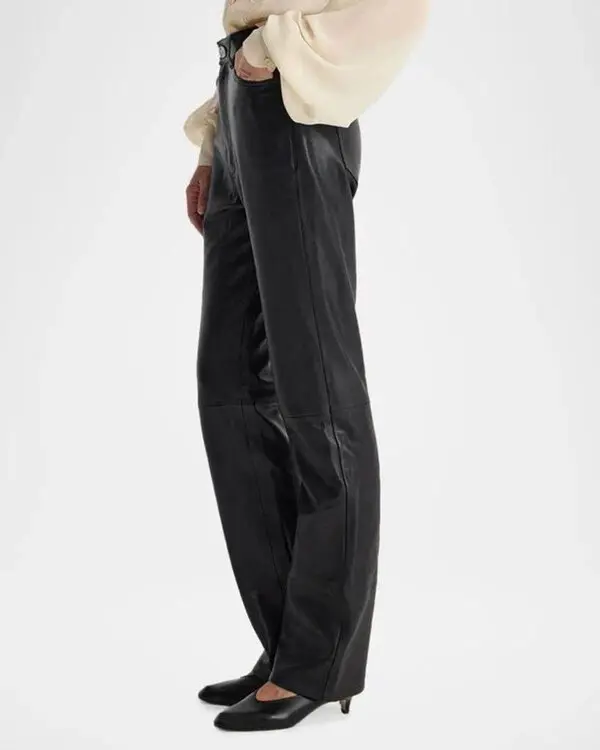 RÓHE High-waist Leather Straight-leg Pants