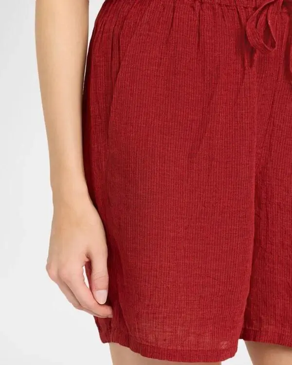 Eileen Fisher Striped Organic Linen Walking Shorts