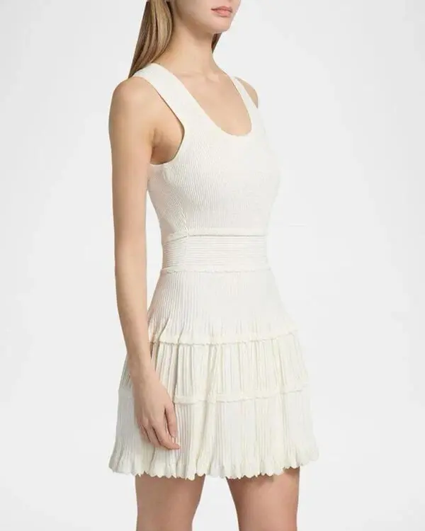 MILLY Suri Scallop-trim Fit & Flare Mini Dress