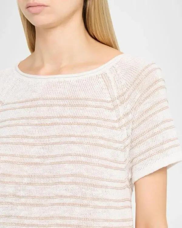 Eileen Fisher Slubby Bateau-neck Striped Sweater - Wheat