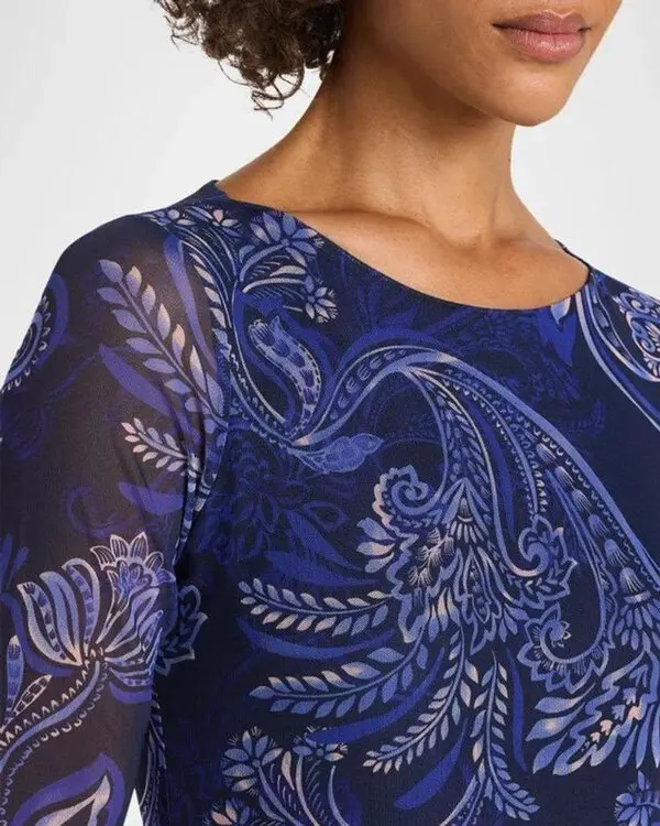 Johnny Was Astrid Floral Mesh Elbow-sleeve Midi Dress