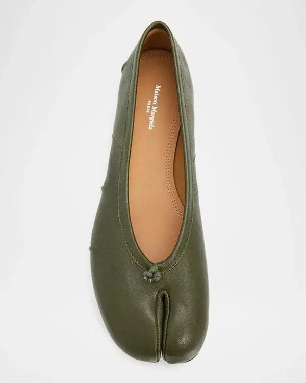 MAISON MARGIELA Tabi Leather Split-toe Ballerina Flats - Forest/gre