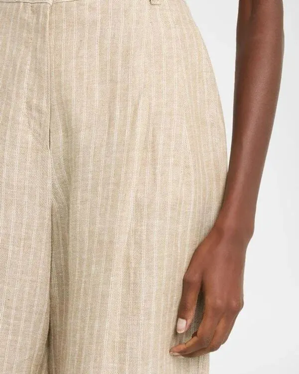 Max Mara Fonte Wide-leg Pinstripe Linen Trousers