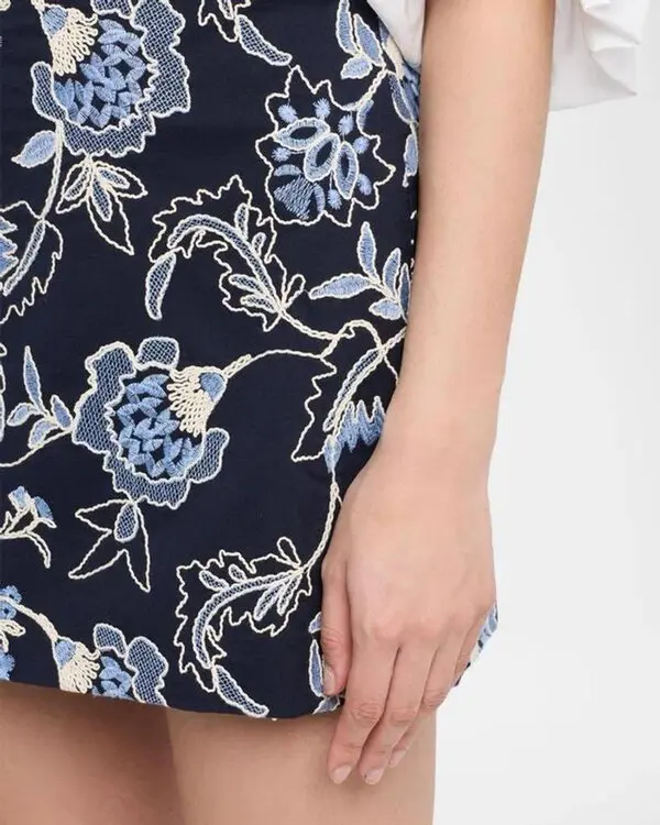 Tanya Taylor Ari Embroidered Mini Skirt