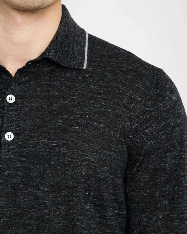 Brunello Cucinelli Apos;s Cashmere Tipped-collar Polo Sweater - Anthr