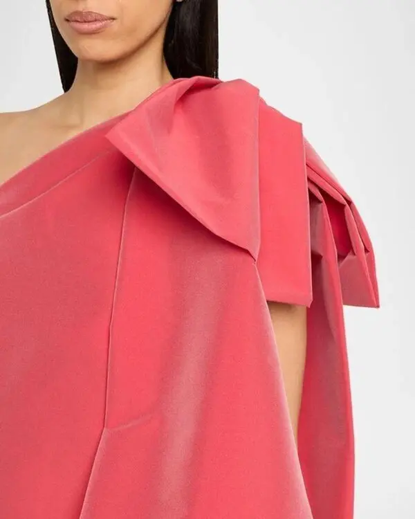 Bernadette Winnie Bow One-shoulder Taffeta Mini Dress