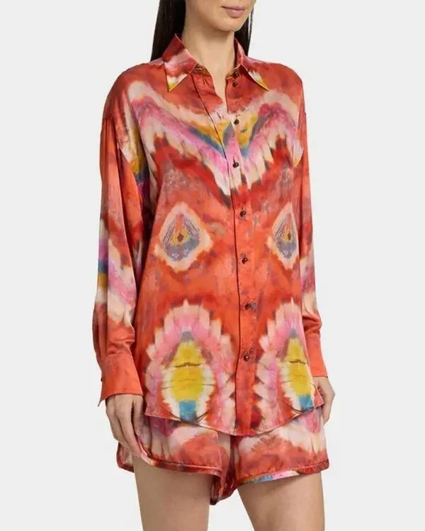 Zimmermann Alchemy Tie-dye Silk Satin Shirt