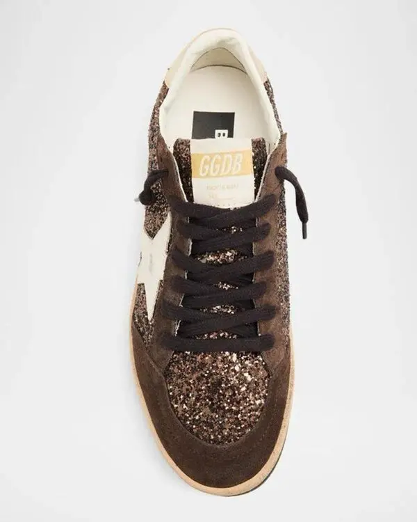GOLDEN GOOSE Ball Star Suede Glitter Low-top Sneakers