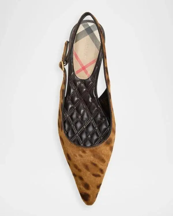 Burberry 55mm Leopard Calf Hair Slingback Pumps