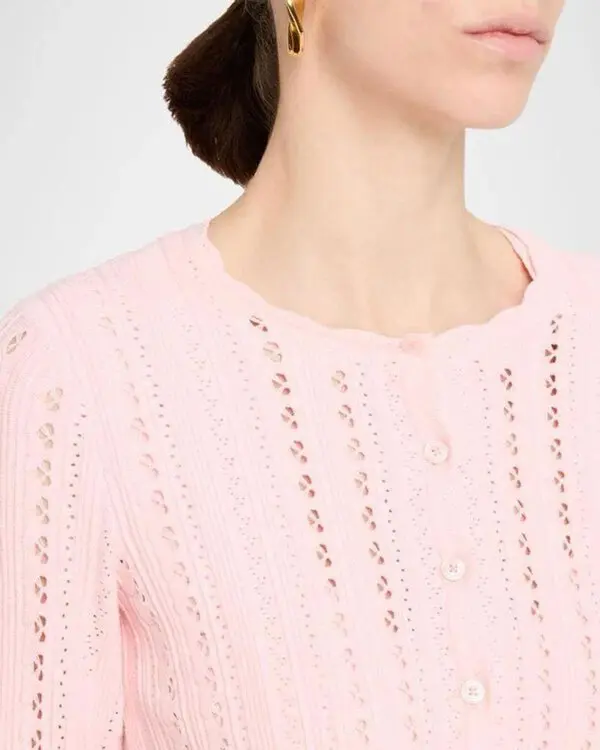 LoveShackFancy Peridot Pointelle Cardigan - Peach Sorb