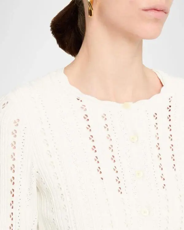 LoveShackFancy Peridot Pointelle Cardigan - White Tea