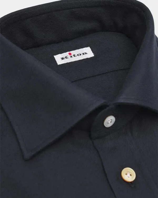 Kiton Apos;s Brushed Cotton Flannel Dress Shirt