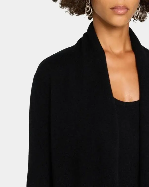 Neiman Marcus Open-front Cashmere Cardigan - Black