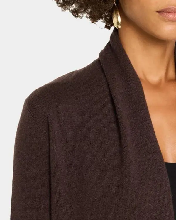 Neiman Marcus Open-front Cashmere Cardigan - Chocolate