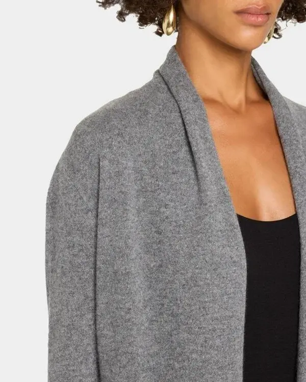 Neiman Marcus Open-front Cashmere Cardigan - Heather Gr