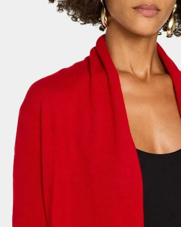 Neiman Marcus Open-front Cashmere Cardigan - Red