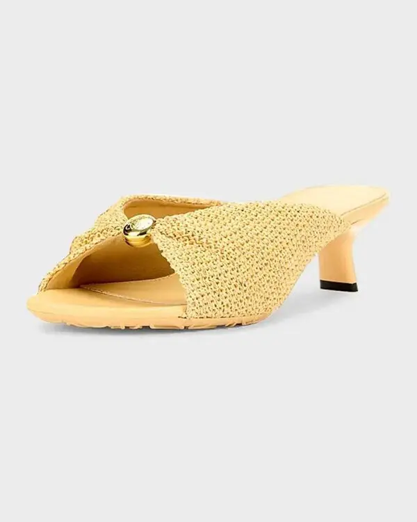 Loewe X Paula & Apos;s Ibiza 45mm Pebble Woven Slide Sandals - Natural