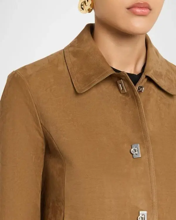 FERRAGAMO Nubuck Leather Boxy Jacket - Clay