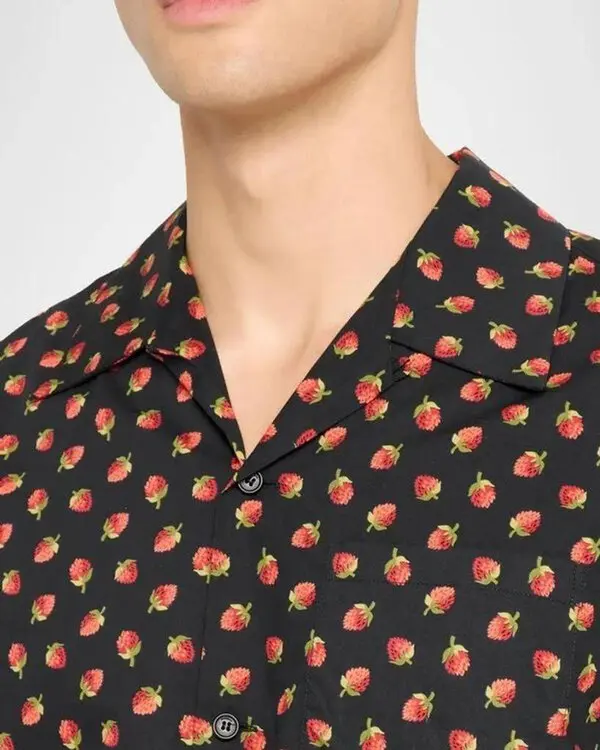 JW Anderson Strawberry-print Cotton Camp Shirt