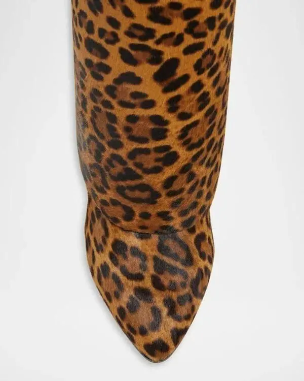 Givenchy 90mm Shark Pinch Leopard Calf Hair Wedge Ankle Boots