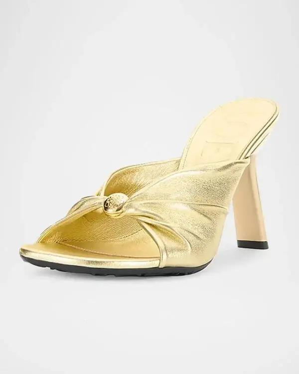 Loewe X Paula & Apos;s Ibiza 90mm Pebble Metallic Leather Slide Sandals