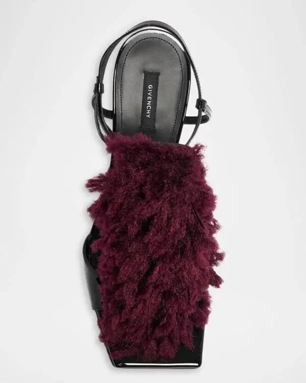 Givenchy 95mm Pompom Patent Leather Sandals